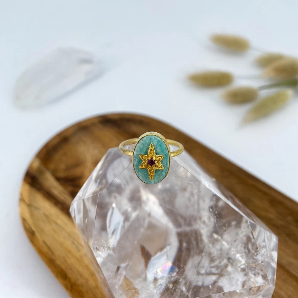 Bague en Amazonite | Elena | Vertus & Bienfaits – Terramama